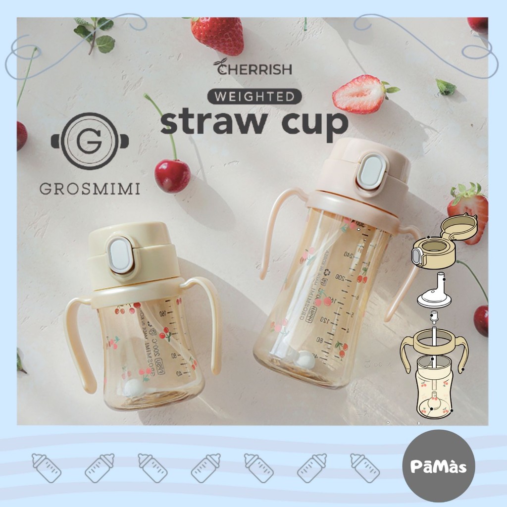 Grosmimi Cherish Weighted Straw Cup PPSU 200ml/300ml (6Months+) | Shopee Malaysia