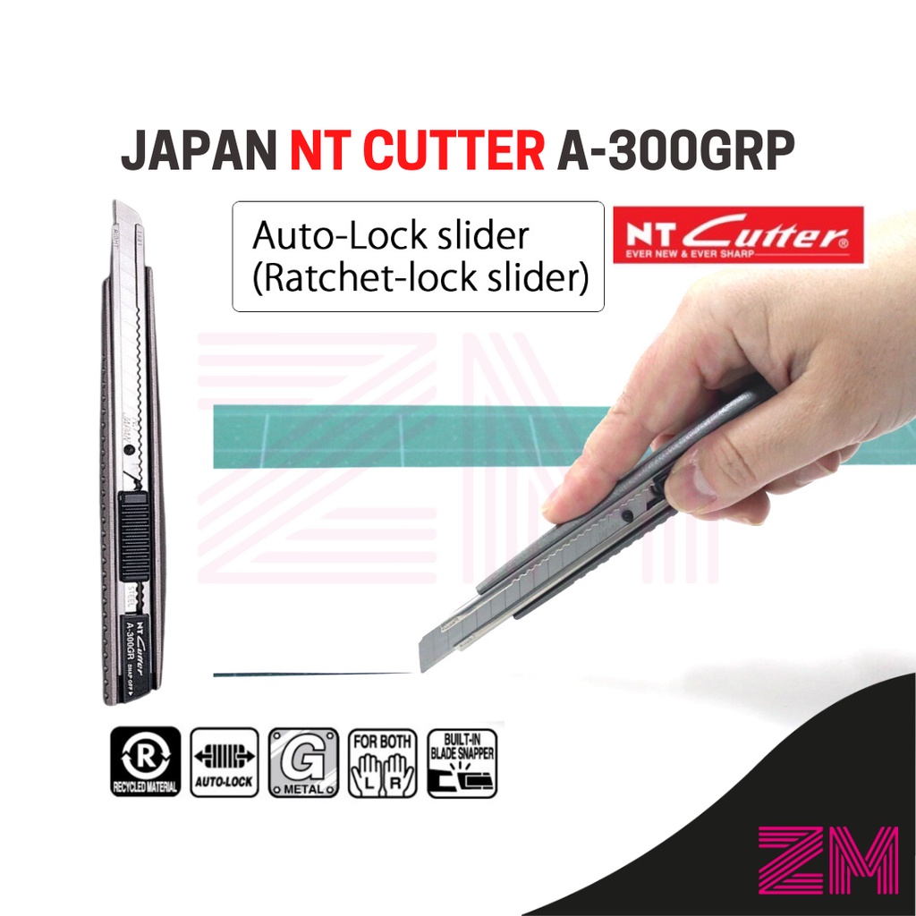 NT Cutter Japan Metal A-300GRP Aluminuum Diecast Grip Blade Cutter (DB ...