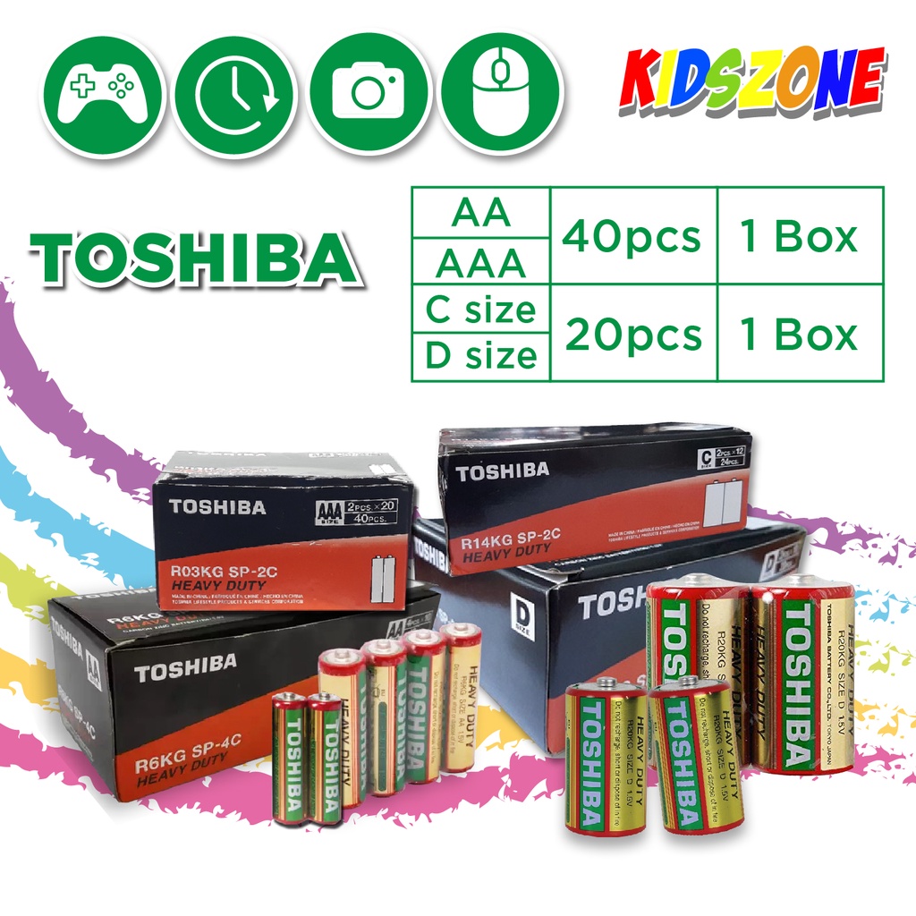 TOSHIBA Heavy Duty Battery Carbon Zinc 1.5V AA / AAA / C / D BOX/Bateri ...