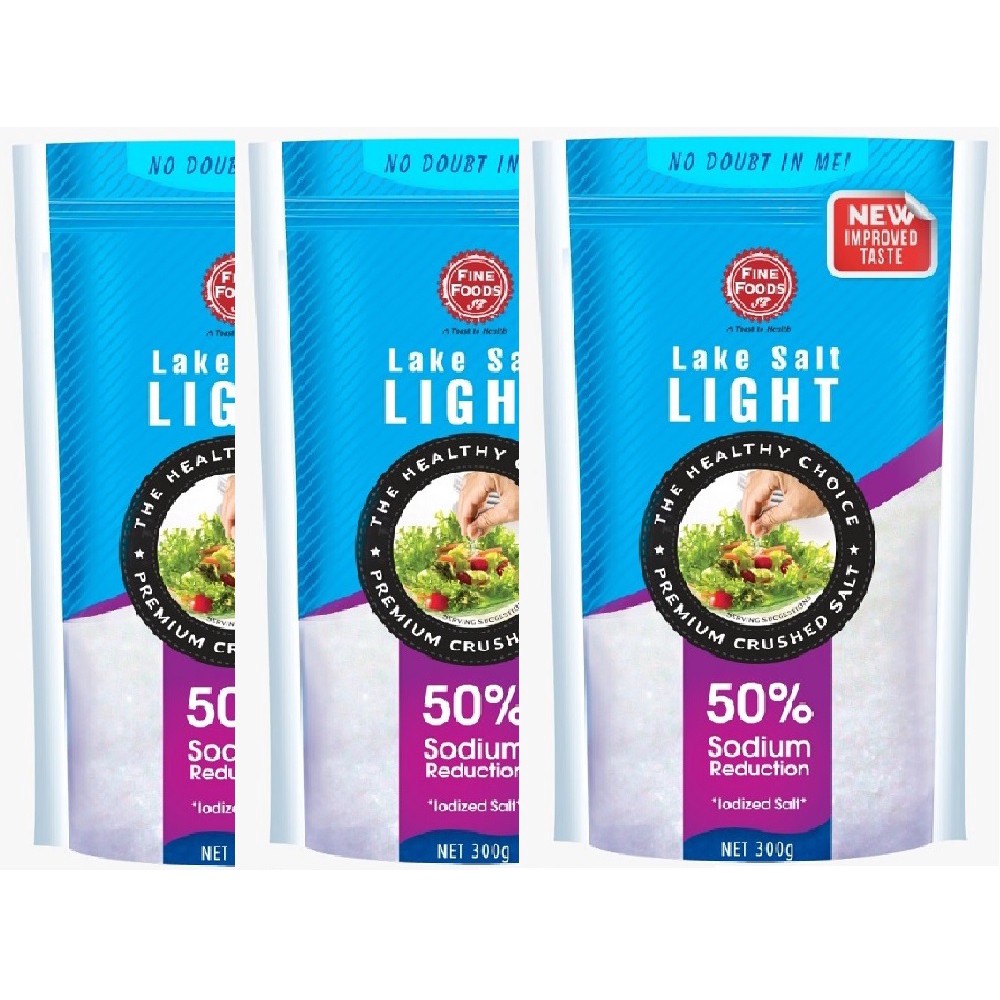 (3 Packets) Fine Food Lake Salt Light 50% Sodium Reduction Iodized Salt ...
