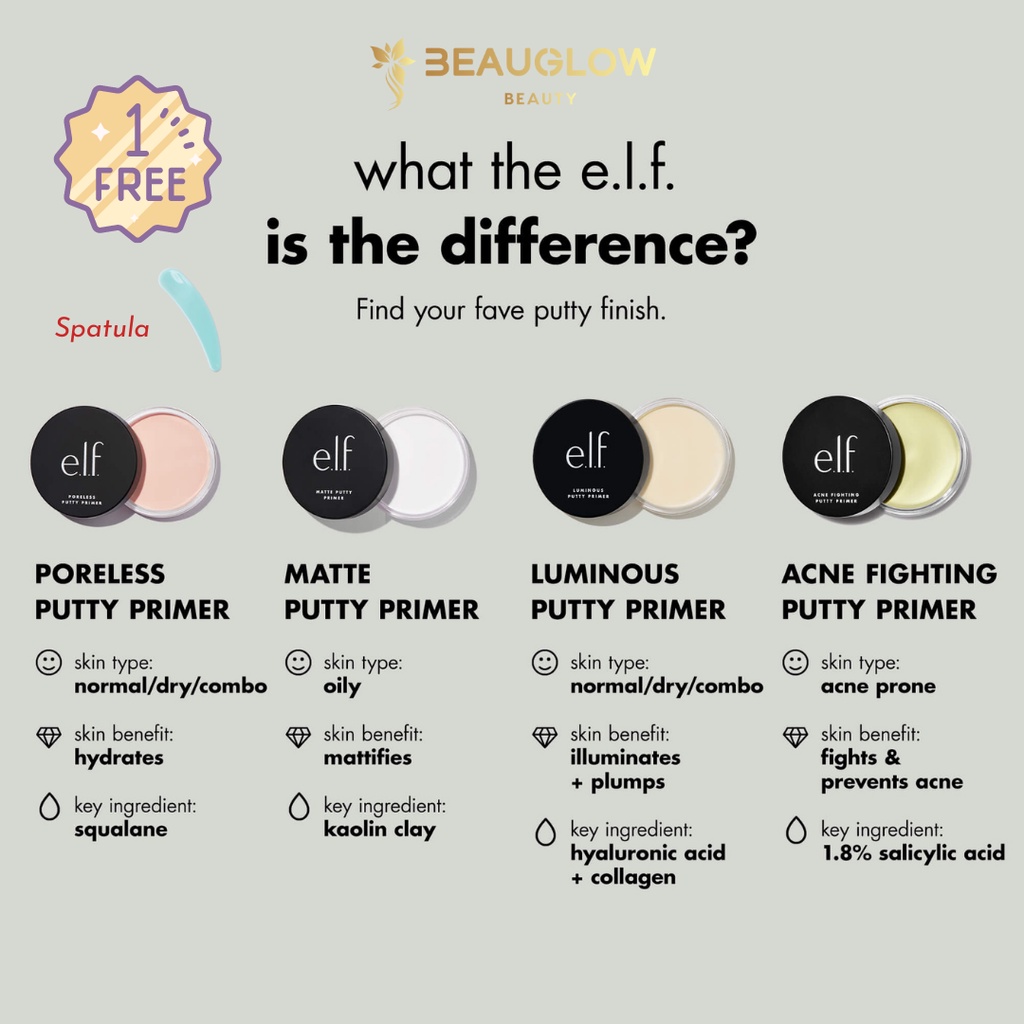ELF Poreless Putty Primer Matte Putty Primer Luminous Putty Face Primer ...