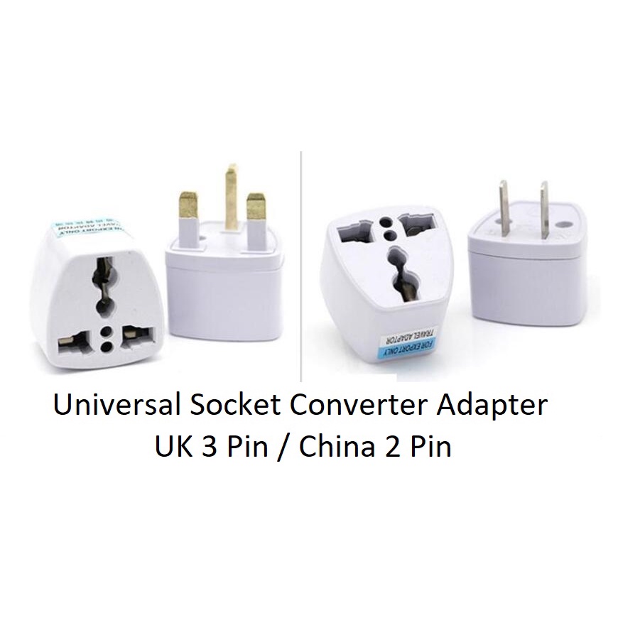 Universal Socket Plug Converter Adapter Travel Adaptor UK 3 Pin / US 2 ...