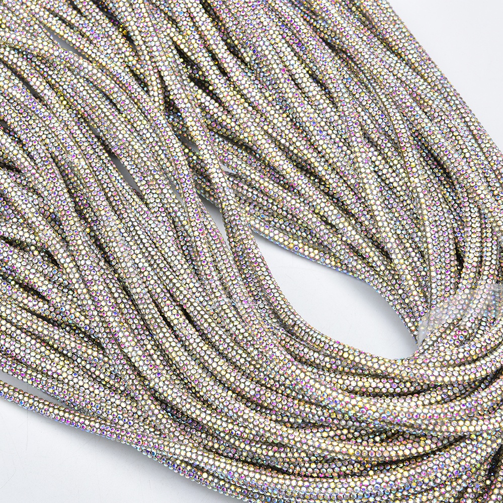 New 6mm Glass Crystal Cord Rhinestone Rope Applique Colorful Tube Trim ...