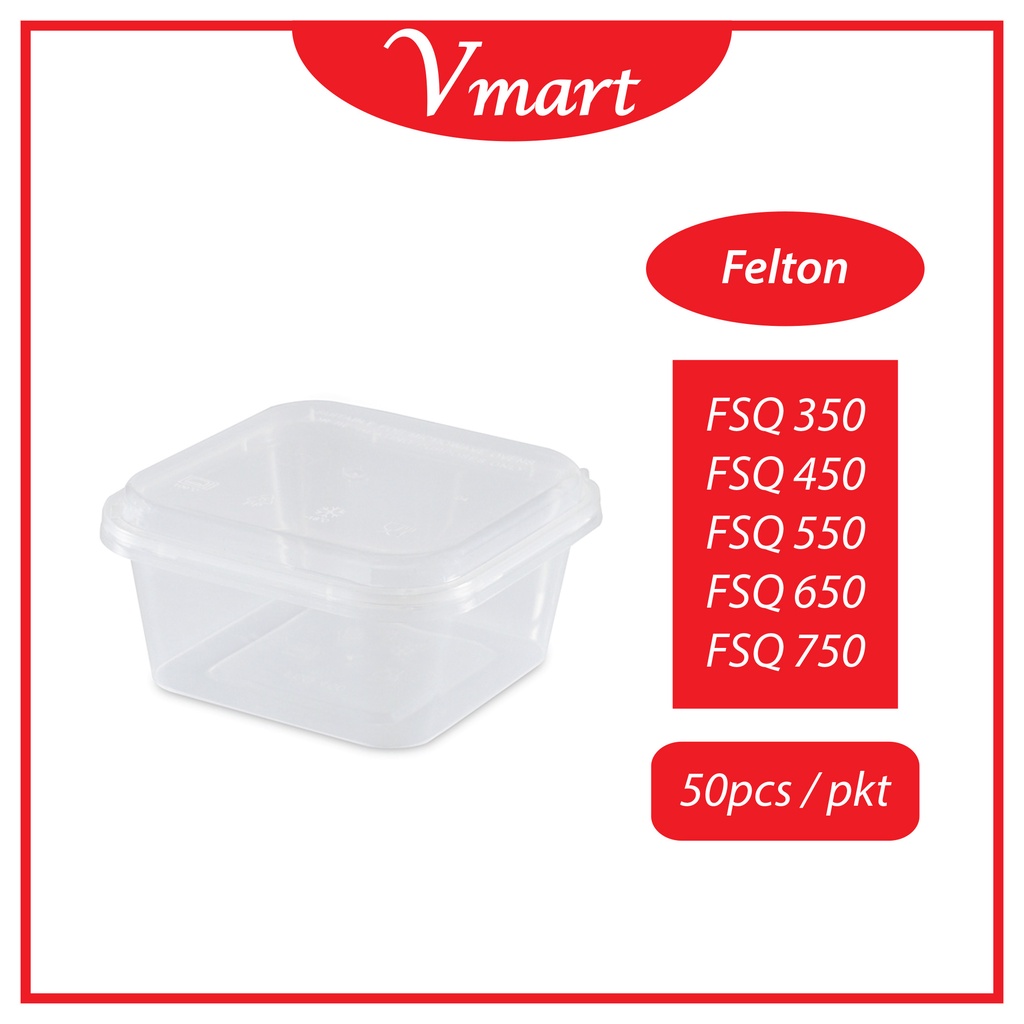 [50pcs] Felton PP Square Food Container / Disposable Clear Plastic ...
