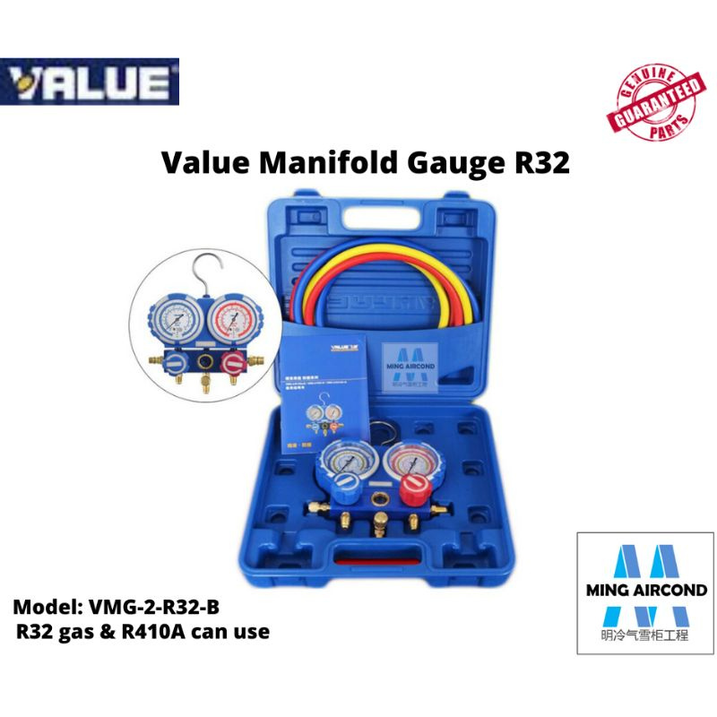 PENGUKUR MANIFOLD VALUE // Value Manifold Gauge VMG-2-R32-B (R410a, R32 ...