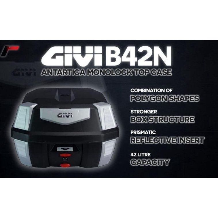 GIVI MONOLOCK TOP CASE B42N BOX ANTARTICA BLACK REFLECTOR GIVI BOX New 2020 B42N | Shopee Malaysia