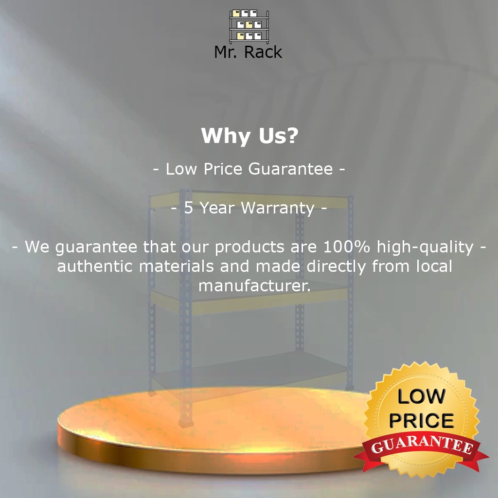 Mr. Rack WX5YB 5 Tiers HDF Board Warehouse Boltless Storage Rack Yellow ...