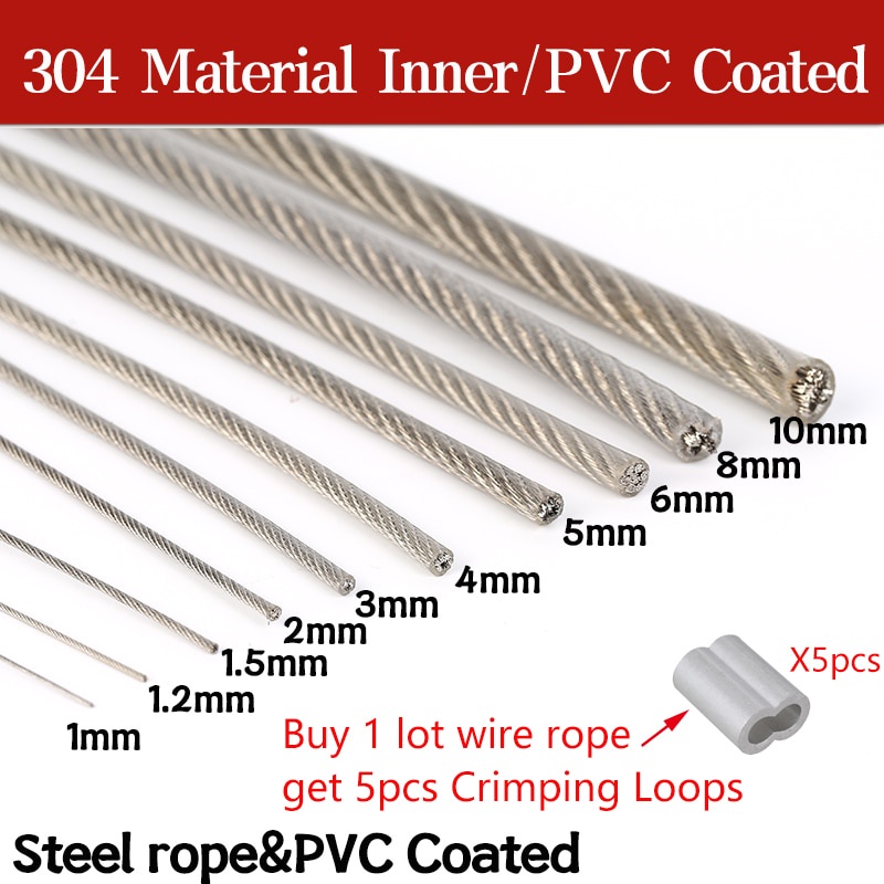 304PVC coated soft steel wire rope soft cable transparent stainless ...