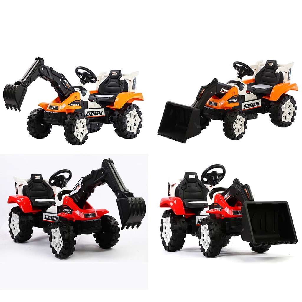 UTOYS Kids Rechargeable Electric Excavator And Backhoe Loader Ride On ...
