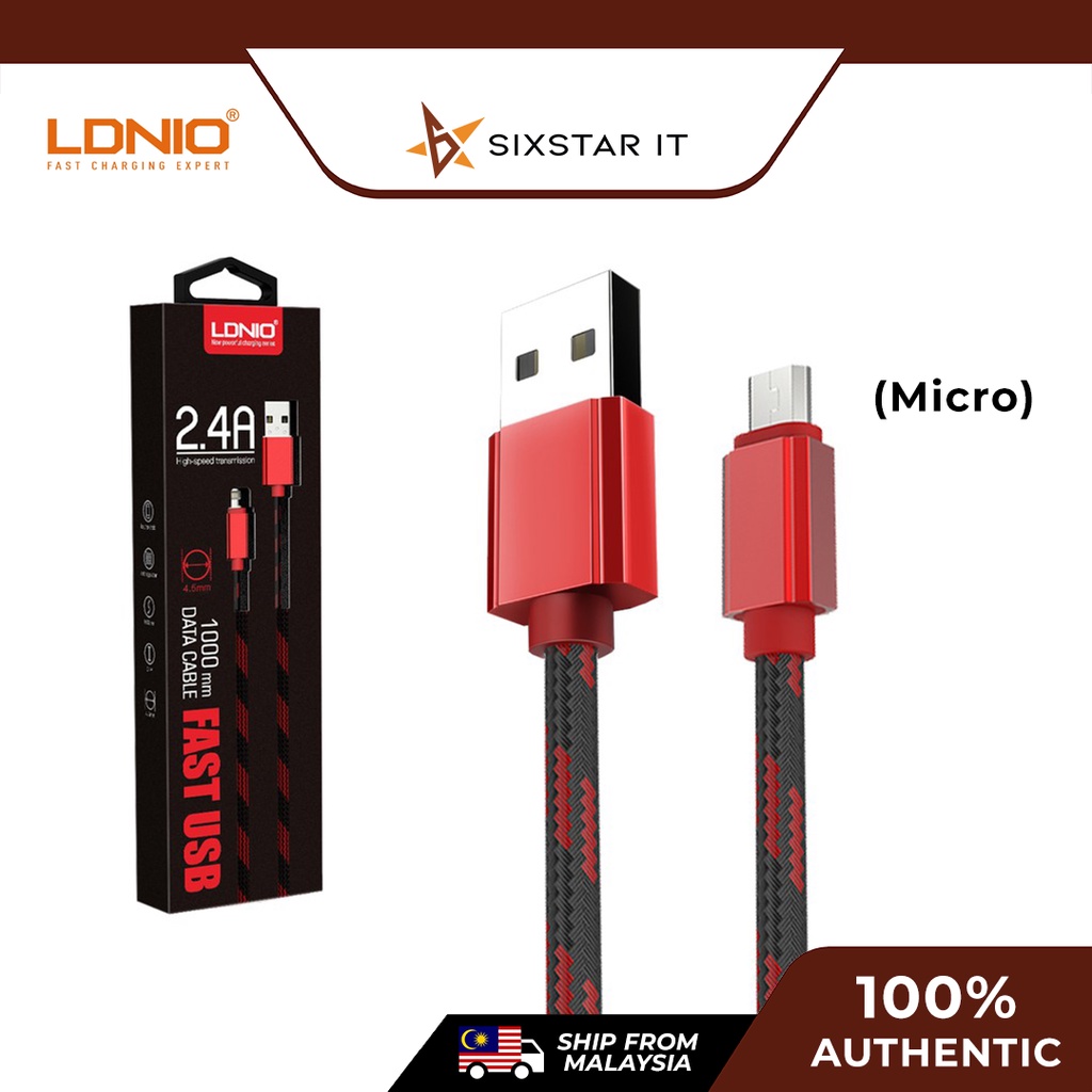 Ldnio High Speed Fast Charging Micro USB Cable (2.4A) LS23 (Red) LS34 ...
