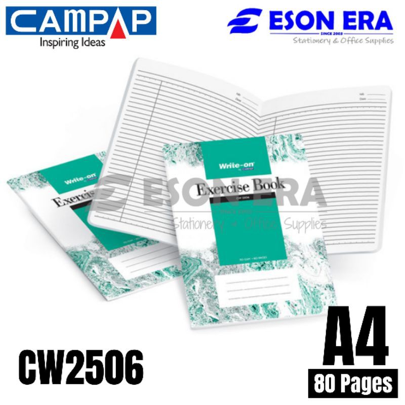 [A4 80P] Campap Write-On A4 Exercise Book 70gsm 80pages CW2506 Writeon Buku Latihan | Shopee ...