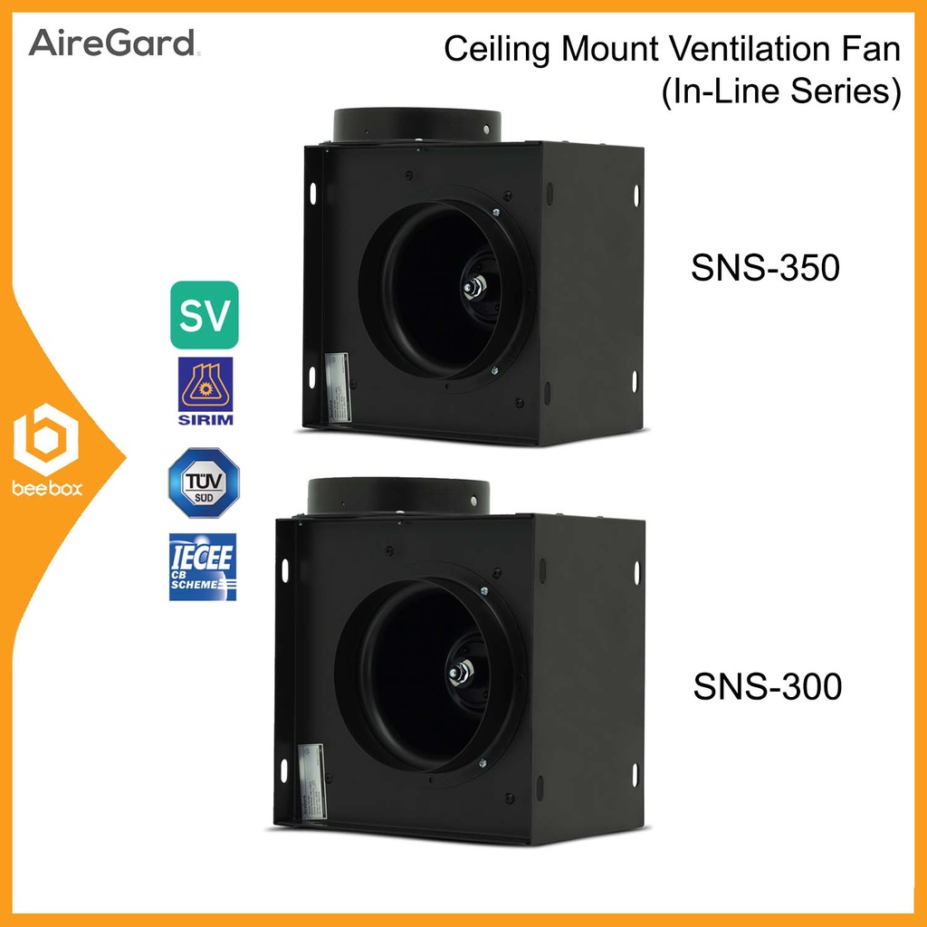 AireGard Ceiling Mount Ventilation / Exhaust Fan In-Line Series - SNS-300 | Shopee Malaysia