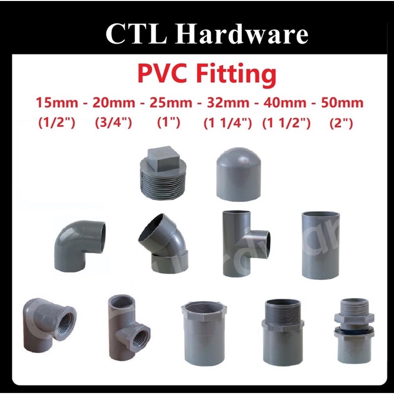 15mm~25mm PVC Fitting Connector Elbow / Tee / Socket / End Cap / Plug ...