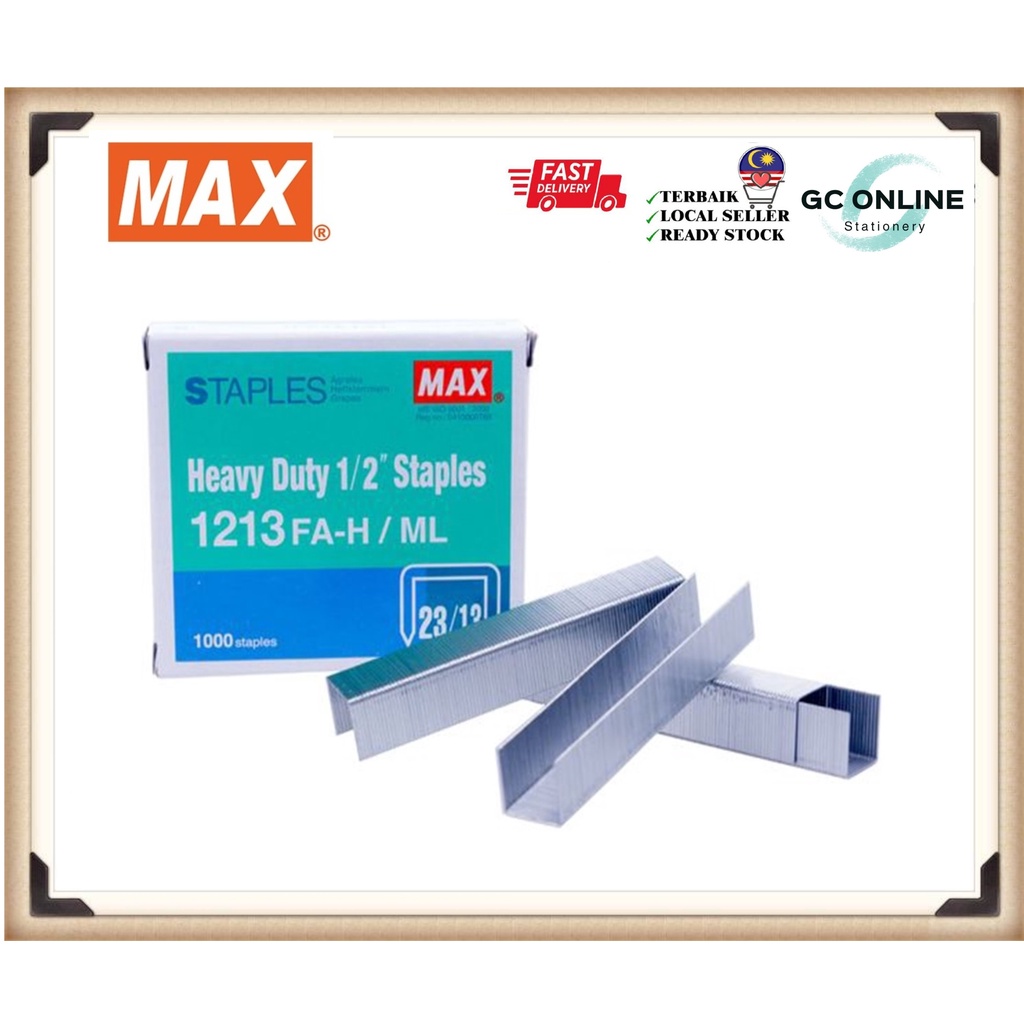 MAX 1213 FA-H Heavy Duty 1/2" Staples (1000Staples / Box) | Shopee Malaysia