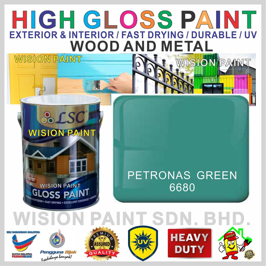 PETRONAS GREEN 6680 ( 5L ) LSC HIGH GLOSS PAINT HEAVY DUTY PRODUCT WOOD ...