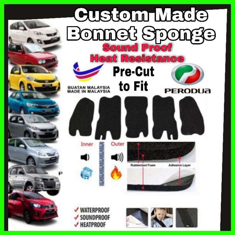 Perodua High Quality Front Sponge Bonnet Cover Sound Proof Mat Myvi ...