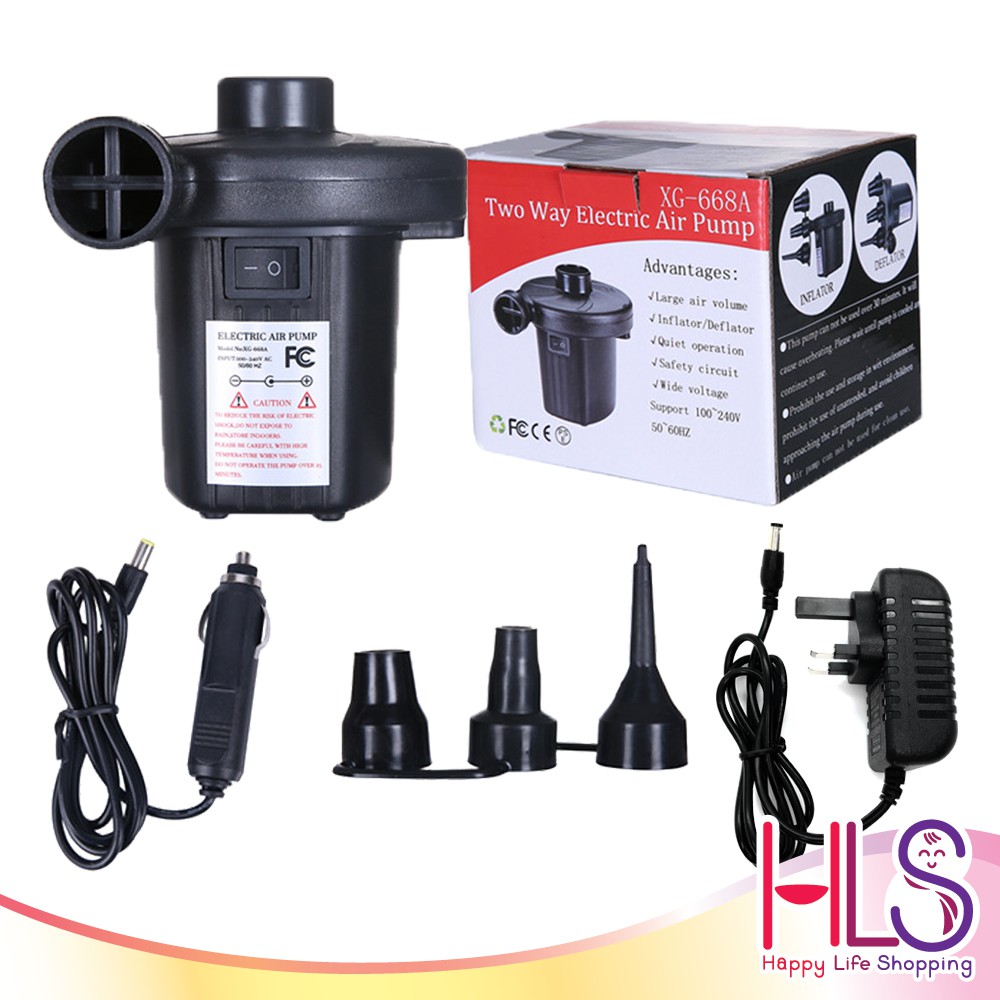 HLS 2 Way Electric Air Pump UK Plug Home & Car Used Inflator Deflator Inflatable Air Bed ...
