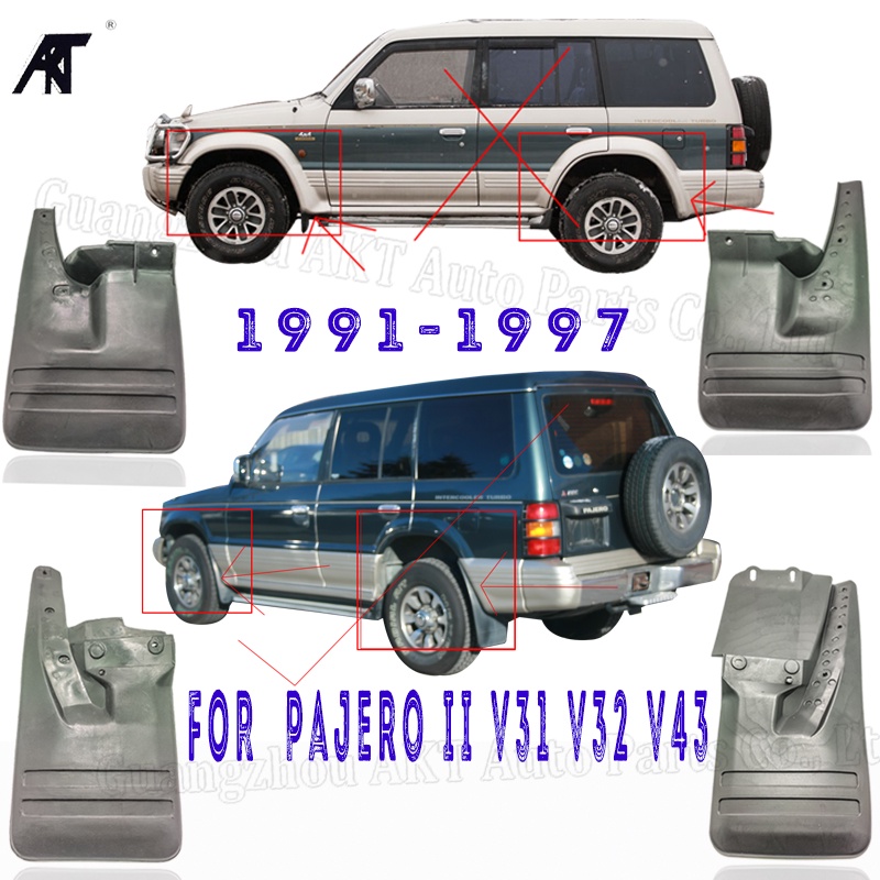 Black Front &Rear Mud Fender Flaps Splash Guard Mudflaps For Mitsubishi ...