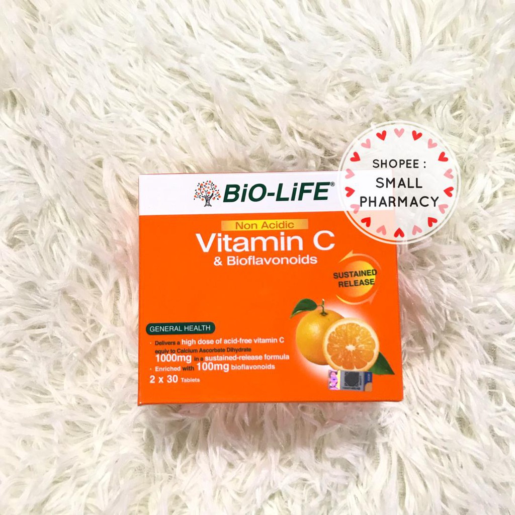 BIO-LIFE Non Acidic Vitamin C & Bioflavonoids 1000mg (30s x 2 / 90s x 2 ...