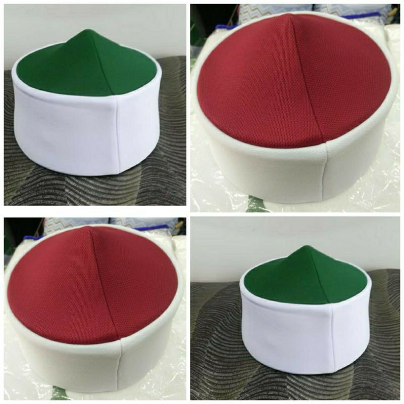 Kopiah azhar tebal thailand putih merah putih hijau(1) | Shopee Malaysia