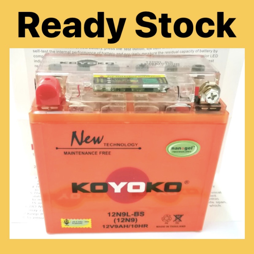 12N9L-BS 12N9L 12N9 KOYOKO BATTERY BATERI NANOGEL GEL HAWK SCRAMBLER ...