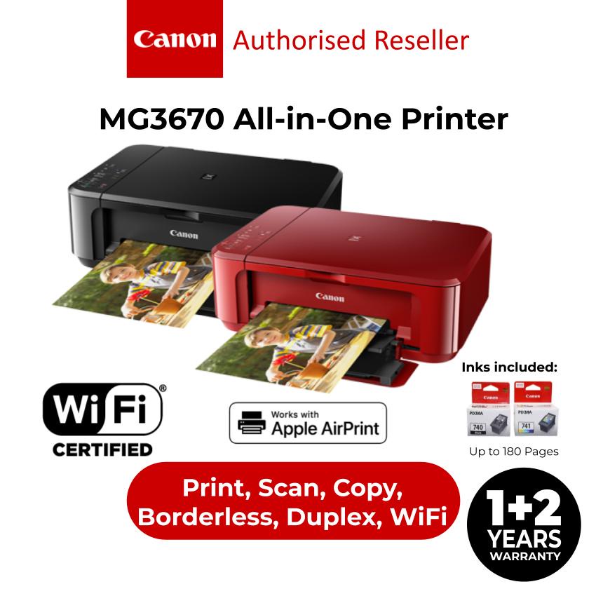 CANON Pixma MG3670 Photo all in one with Auto Duplex Wireless Inkjet Printer Print Scan Copy ...