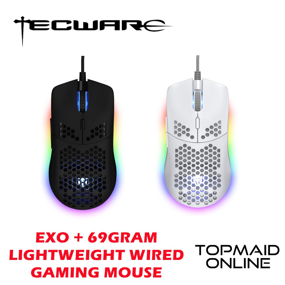 TECWARE EXO + RGB LIGHTWEIGHT GAMING MOUSE (BLACK / WHITE) | Shopee ...
