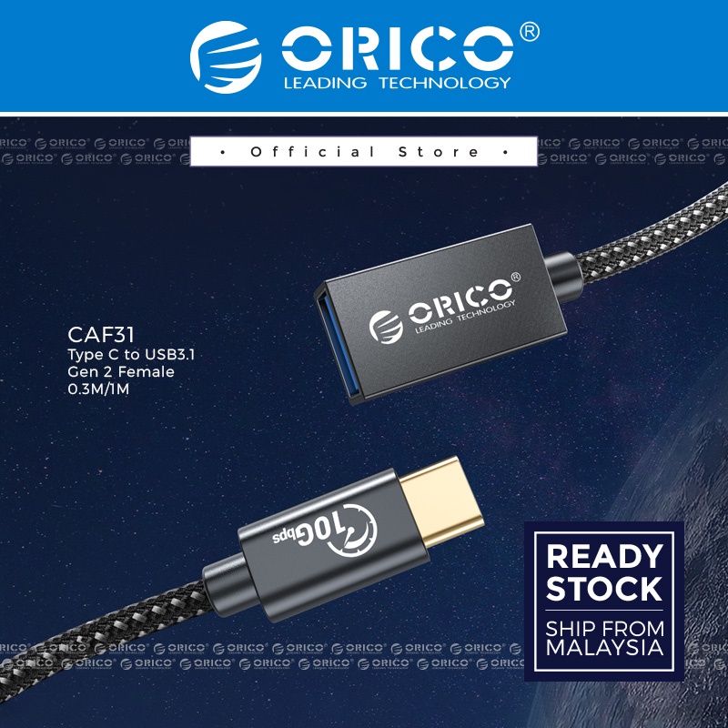 ORICO CAF31 Type C to USB3.1 Gen 2 Female/ OTG Cable 10Gbps PD60W 0.3M/1M | Shopee Malaysia