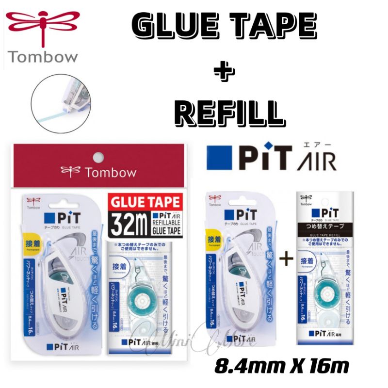 (MiniMore) Tombow '' Pit Air '' Glue Tape with Refill - 8.4mm x 16m | Shopee Malaysia