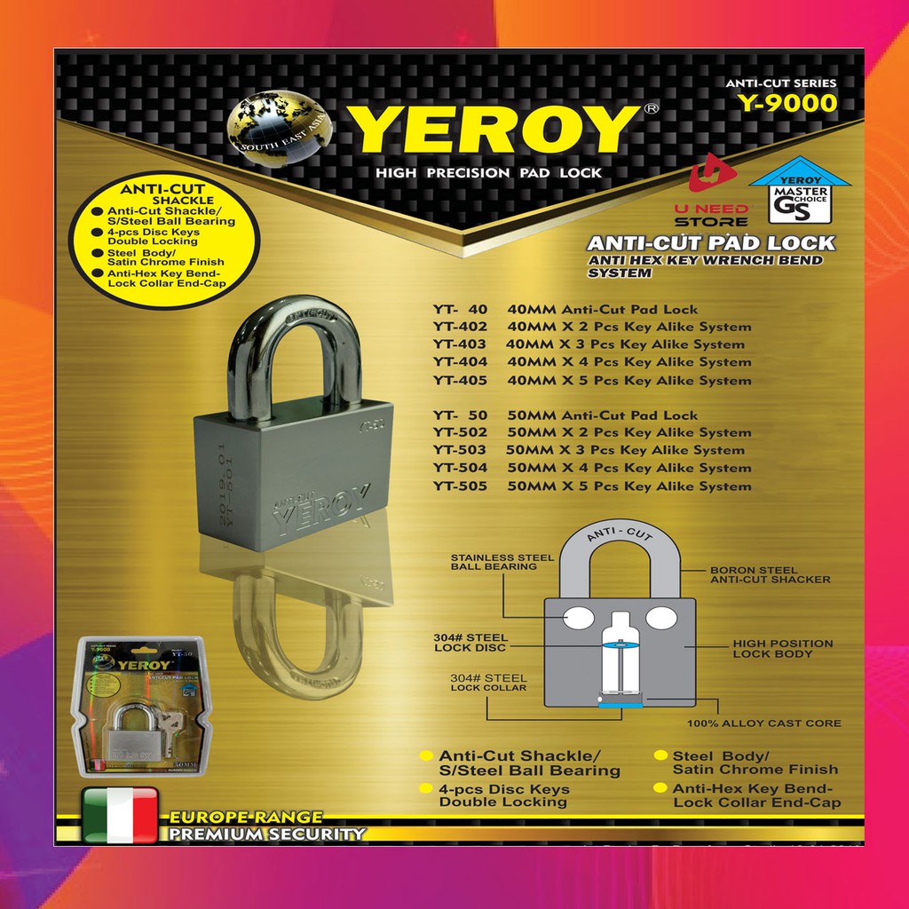 Pad Lock Chrome Yeroy Italy Premium High Quality [U Need Store ...
