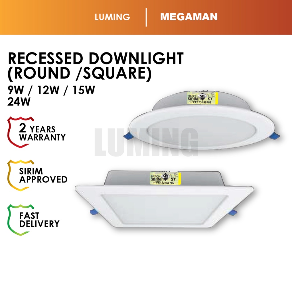 LMG_ SIRIM LED Downlight 9W 12W 15W 18W Megaman Down Light Round Square ...