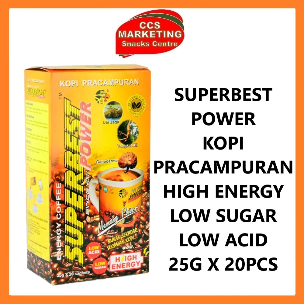 CCS Superbest Power Kopi Pracampuran High Energy Low Sugar Low Acid ( 25g x 20pcs ) | Shopee ...