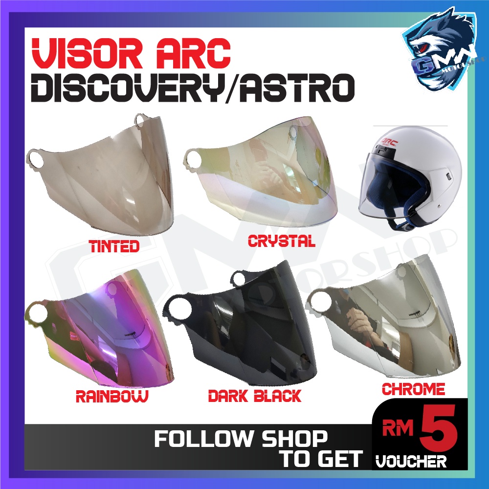 HELMET ARC ASTRO & DISCOVERY VISOR FULL SMOKE / DARK BLACK / CHROME ...