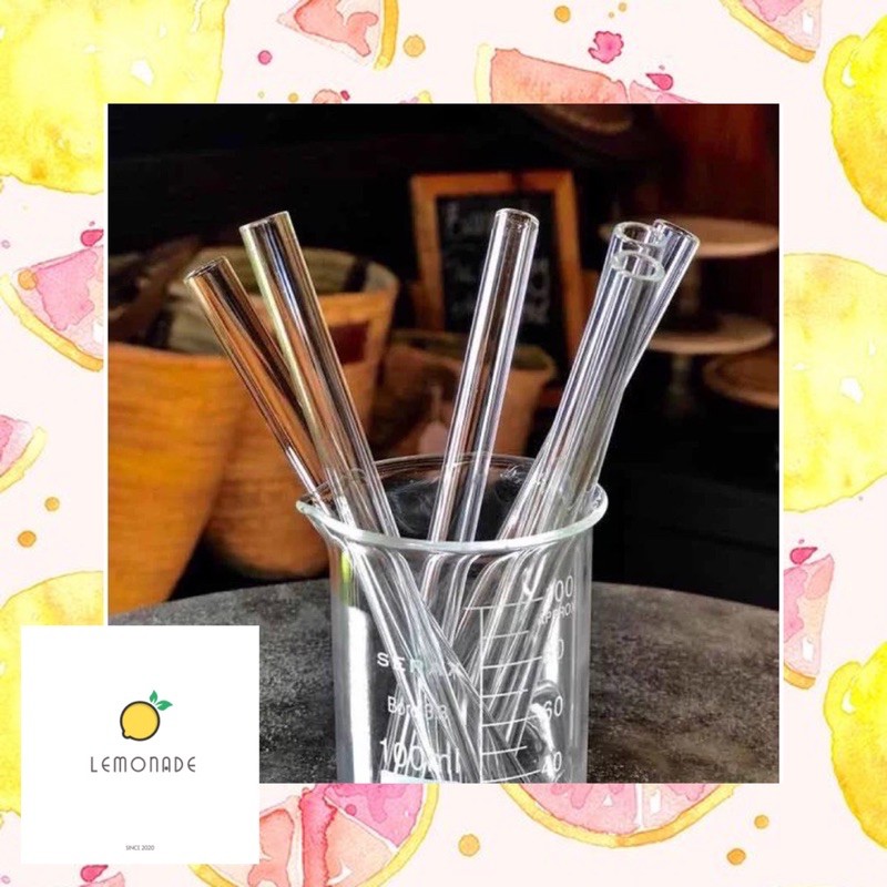 Eco Friendly Reusable Glass Straw Set with Cleaning Brush | Shopee Malaysia