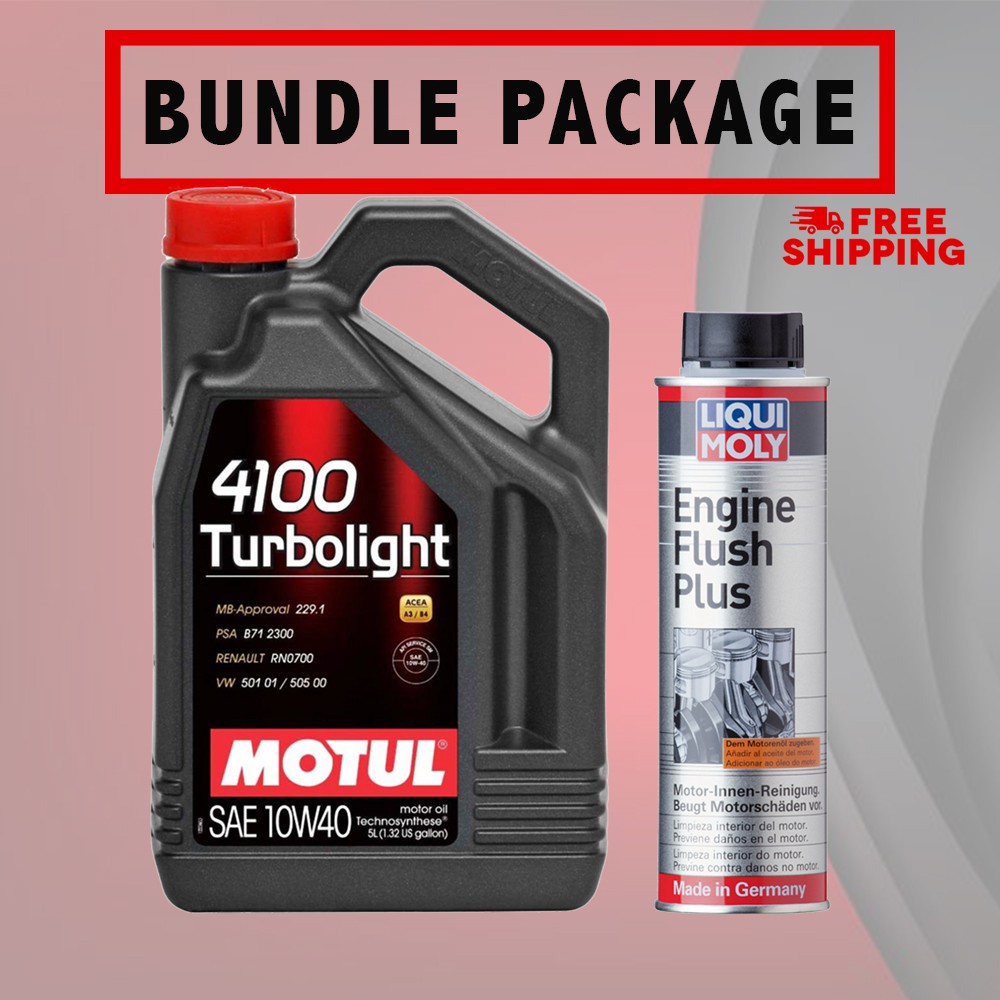 MOTUL 10W40 TURBOLIGHT 4100 4L + LIQUI MOLY Engine Flush Plus 300ml ...