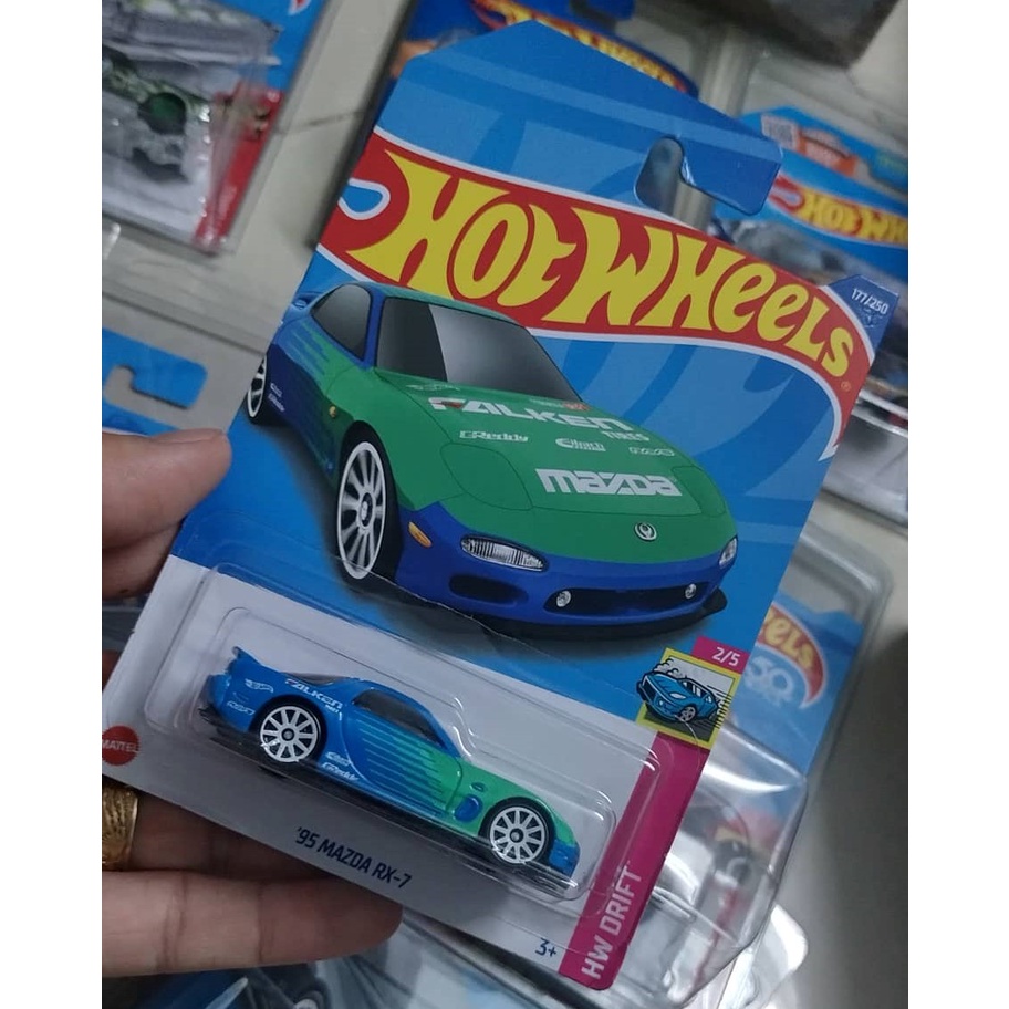 Car Hotwheels Mazda RX-7 Beautiful Stamp Falken (Blue, Model 2022 ...