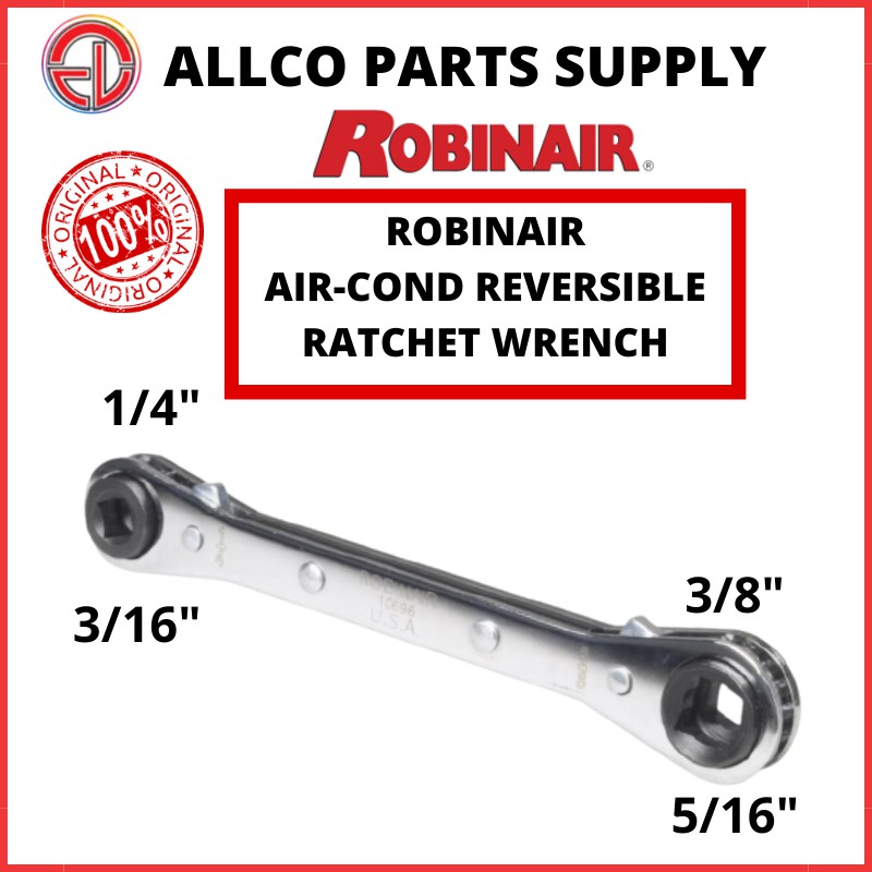 ROBINAIR AIR COND REVERSIBLE RATCHET WRENCH 10696 (1/4", 3/16" AND 3/8 ...
