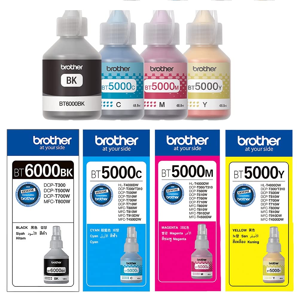 BT6000 Black BT5000 Cyan Magenta Yellow Ink Bottles For DCP - T300,T500 ...