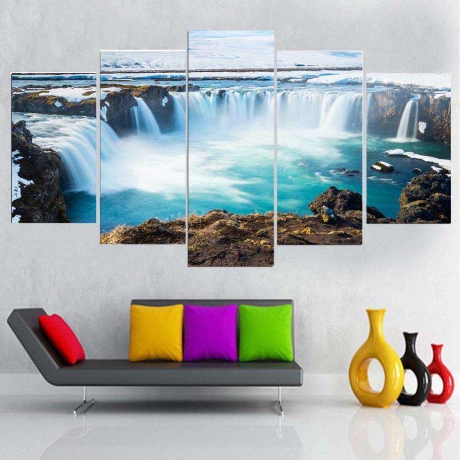 Set of 5 Lukisan Hiasan Dinding Seni Wall Art Canvas Painting Landscape ...