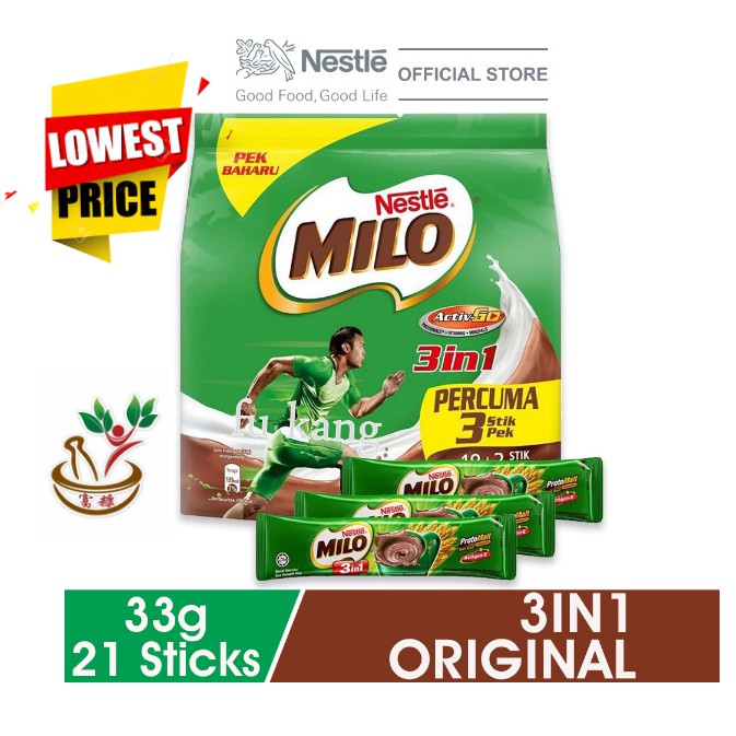MILO 3 in 1 Original 18+3 Stick Packs x 33g | Shopee Malaysia