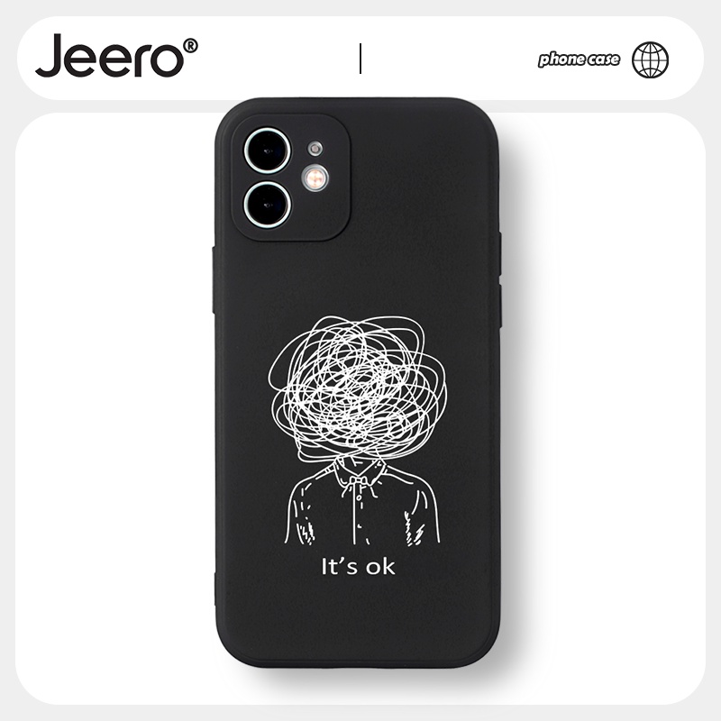 JEERO Soft Silicone Cute Aesthetic Shockproof Square Phone Case Cover ...