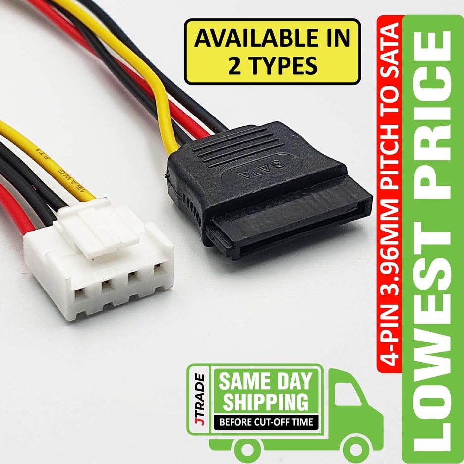 4 Pin Female Pitch 3.96mm to SATA 15 Pin Female for DVR / NVR / Mini PC ...