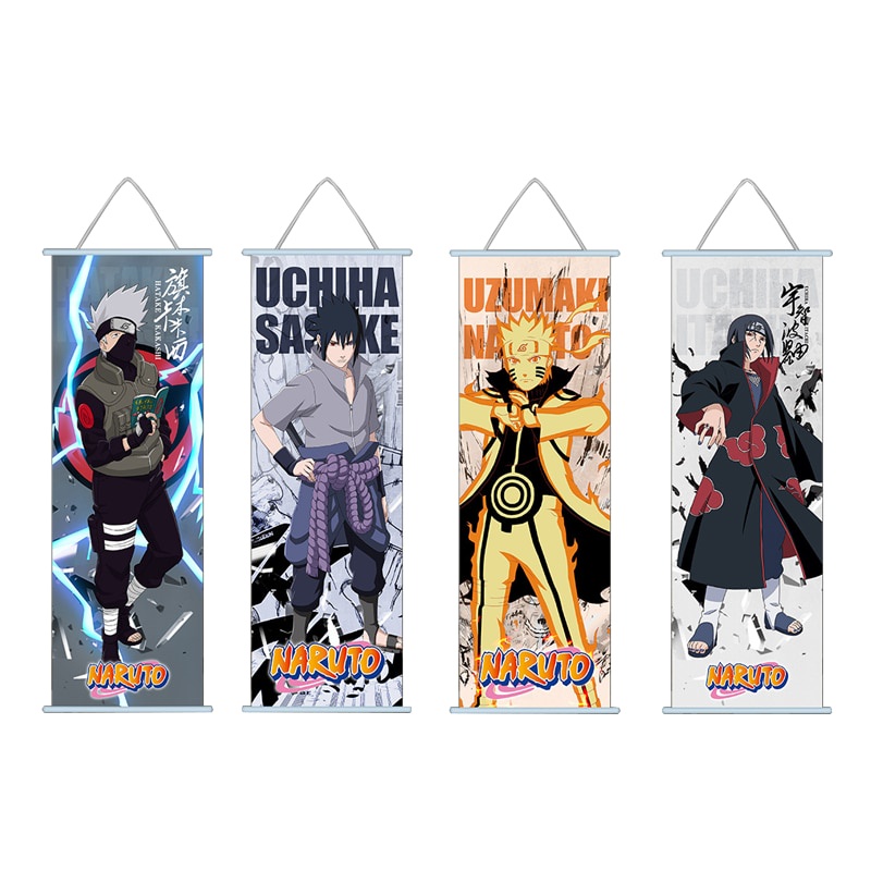 Classic Anime Poster Naruto Ninja Sasuke Scroll Canvas Hanging Painting ...
