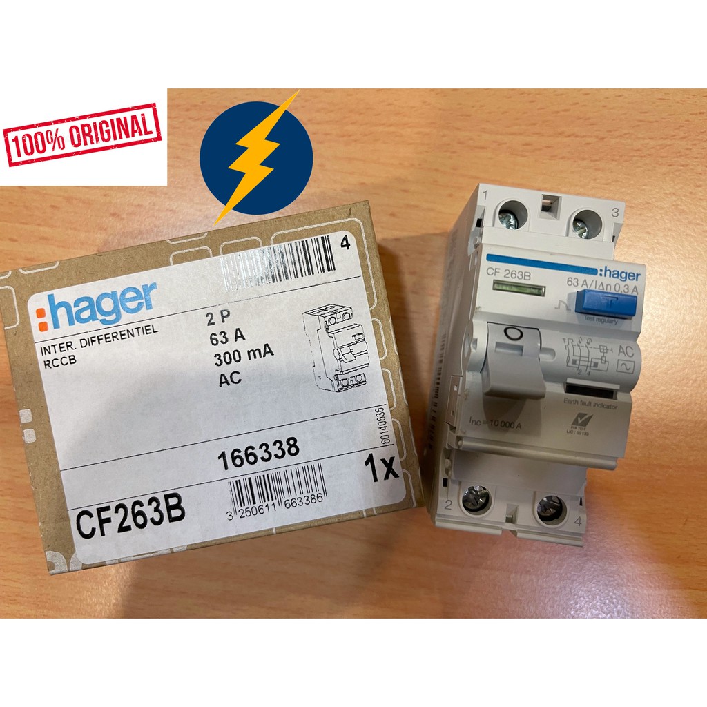 HAGER CF263B 63A 2 POLE 300mA RCCB ELCB | Shopee Malaysia