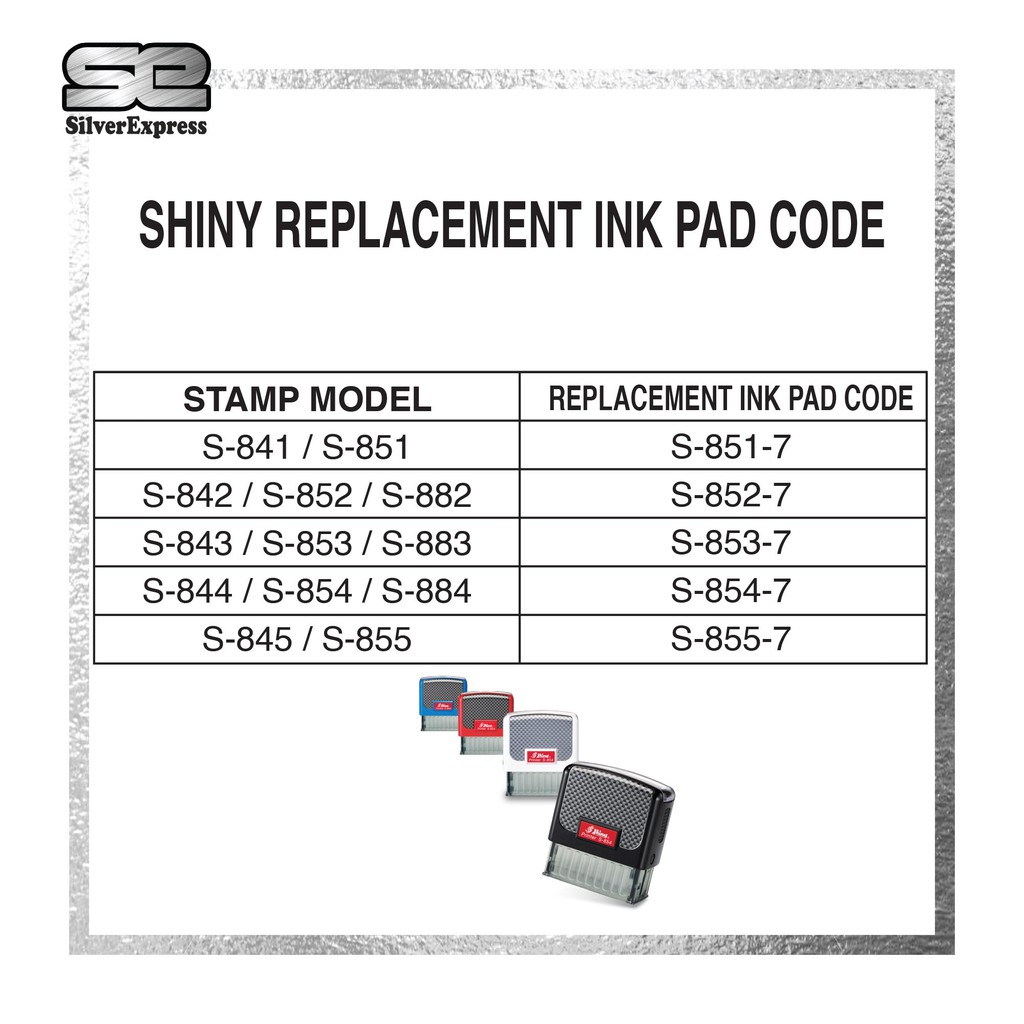 SHINY REPLACEMENT INK PAD / S-851-7 / S-852-7 / S-853-7 / S-854-7 / S-855-7 / SELF INKING SHINY ...