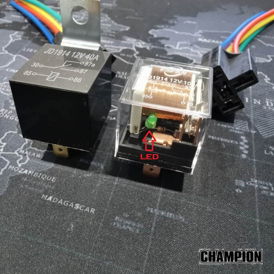 12V 100A 100AMP (not 80AMP) 5 PIN RELAY TRANSPARENT WITH LED AND SOCKET ...