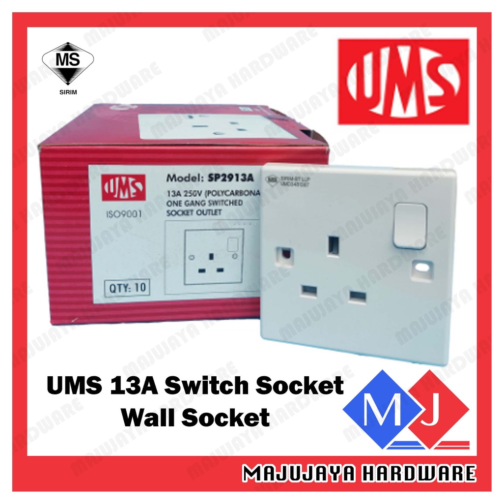 UMS 13A 250V 3PIN Switch Switched Socket Outlet Plug SIRIM Good Quality ...