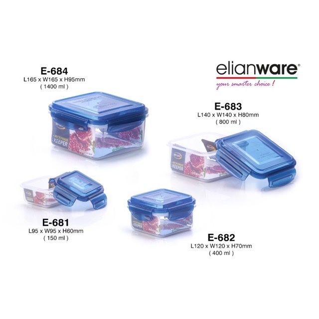 Elianware E-681/E-682/E-683/E-684 Ezy-Lock BPA-Free Plastic Airight ...