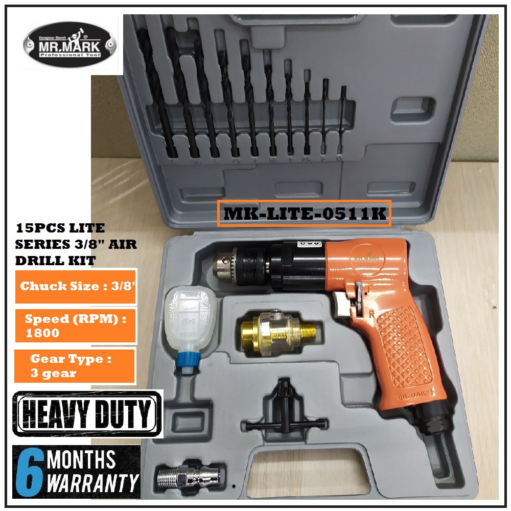 MR.MARK MK-LITE-0511K 15PCS LITE SERIES 3/8" AIR DRILL KIT - 6 Months Warranty - | Shopee Malaysia