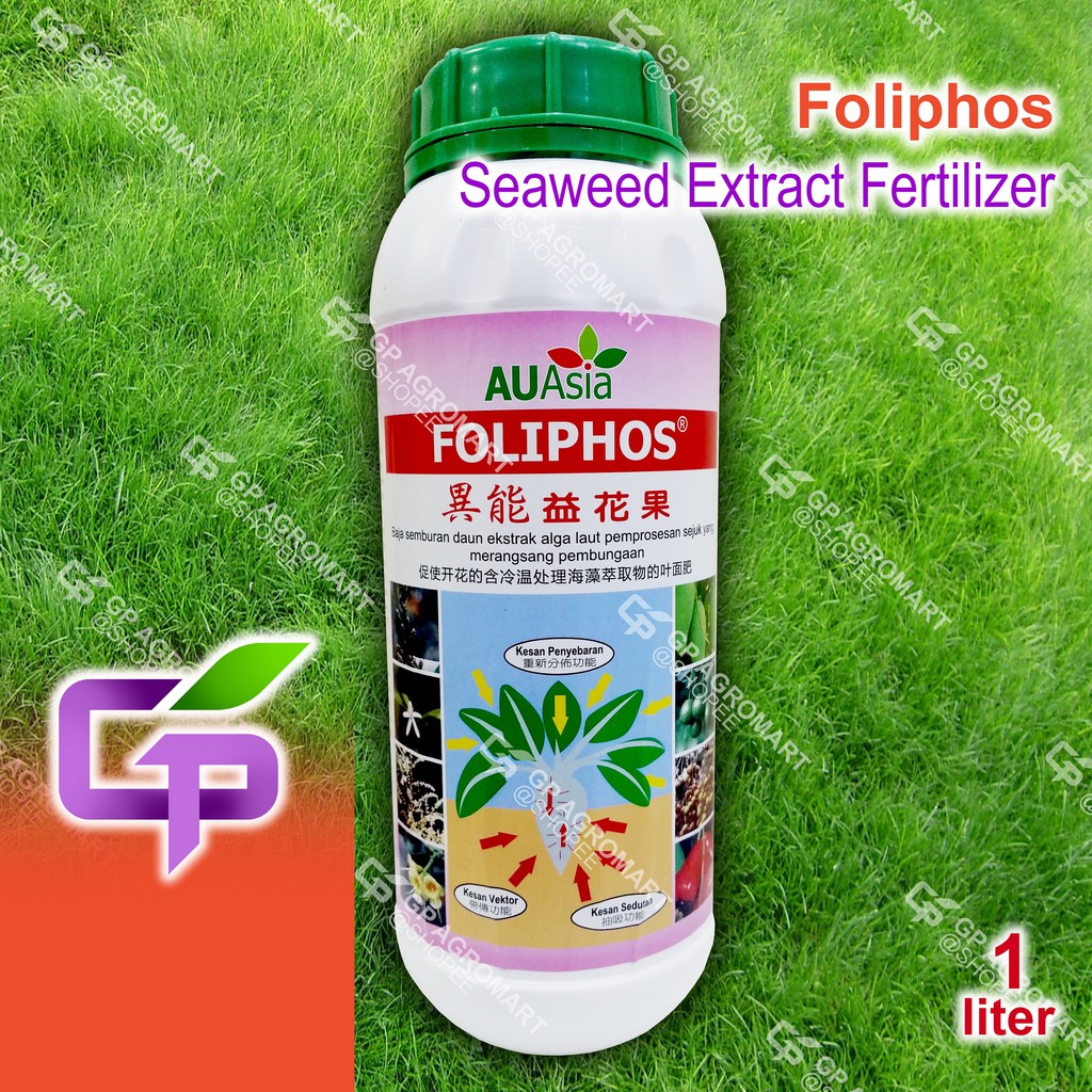 1L AUASIA Foliphos Ekstrak Alga Laut / Seaweed Extract Fertilizer / Baja Foliar Semburan Daun ...